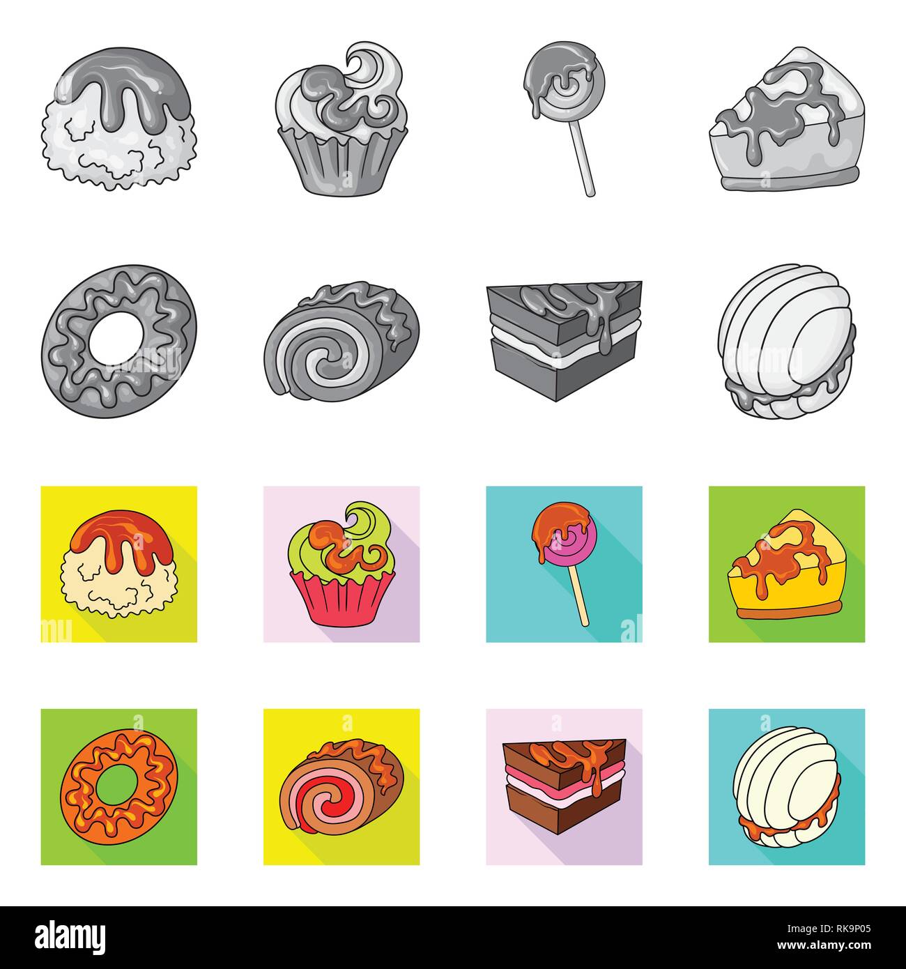 Vector illustration of confectionery and culinary sign. Collection of ...