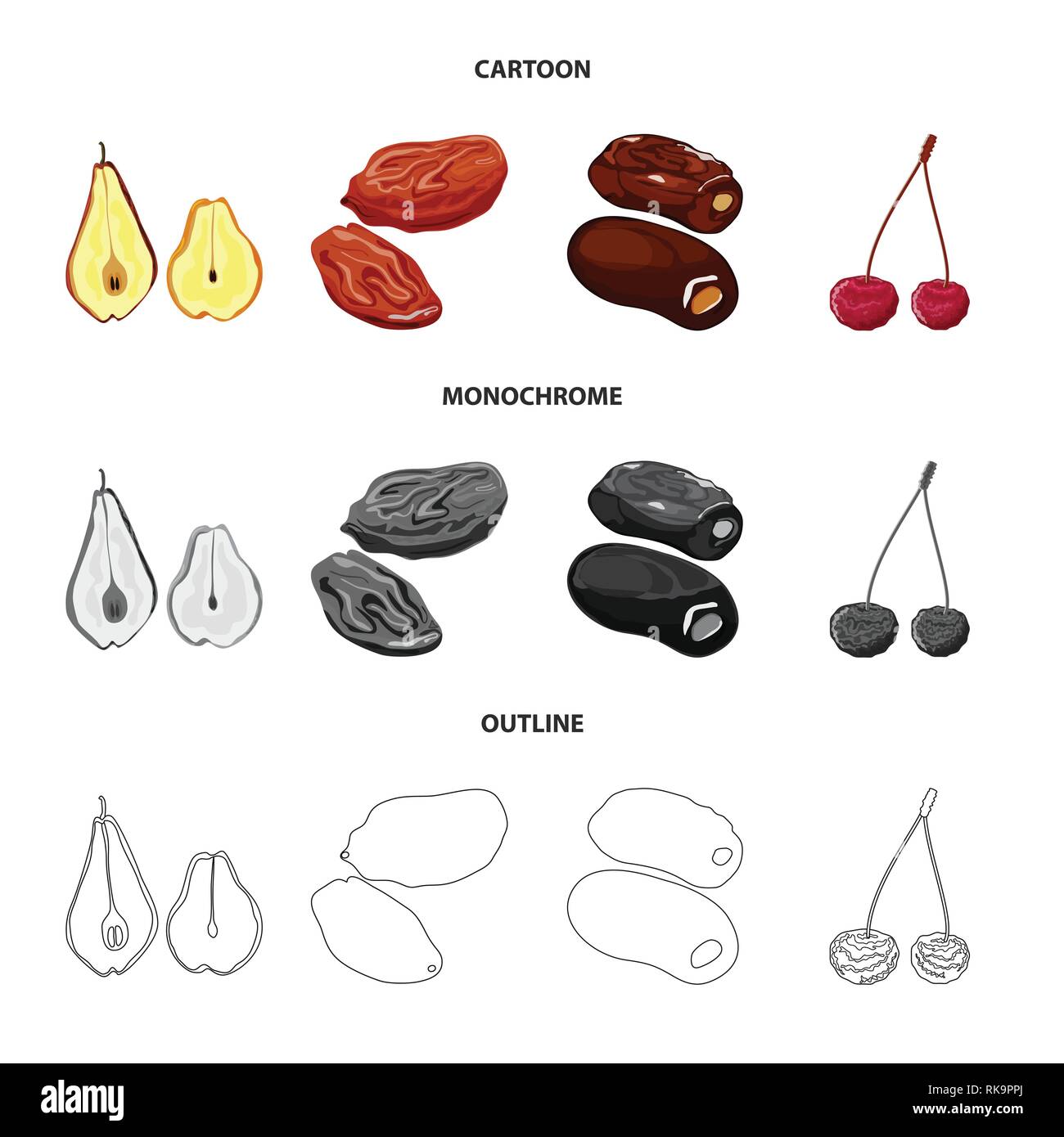 Vector illustration of food and raw icon. Collection of food and nature ...