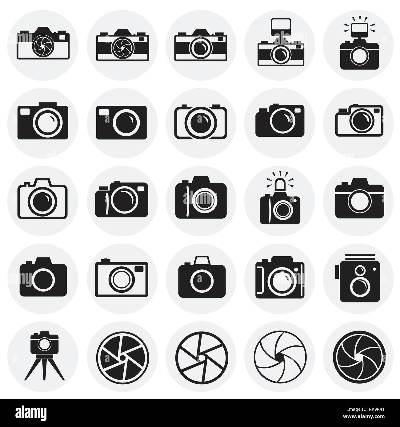 Photo camera icon set on circles white background for graphic and web ...