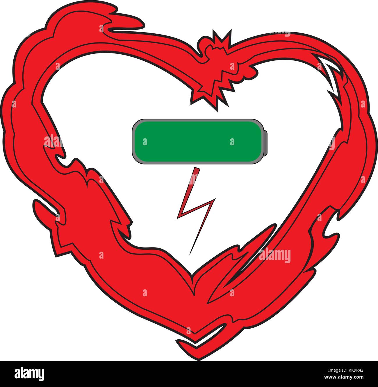 Heart and charged battery icon symbolizing boost of energy and ...