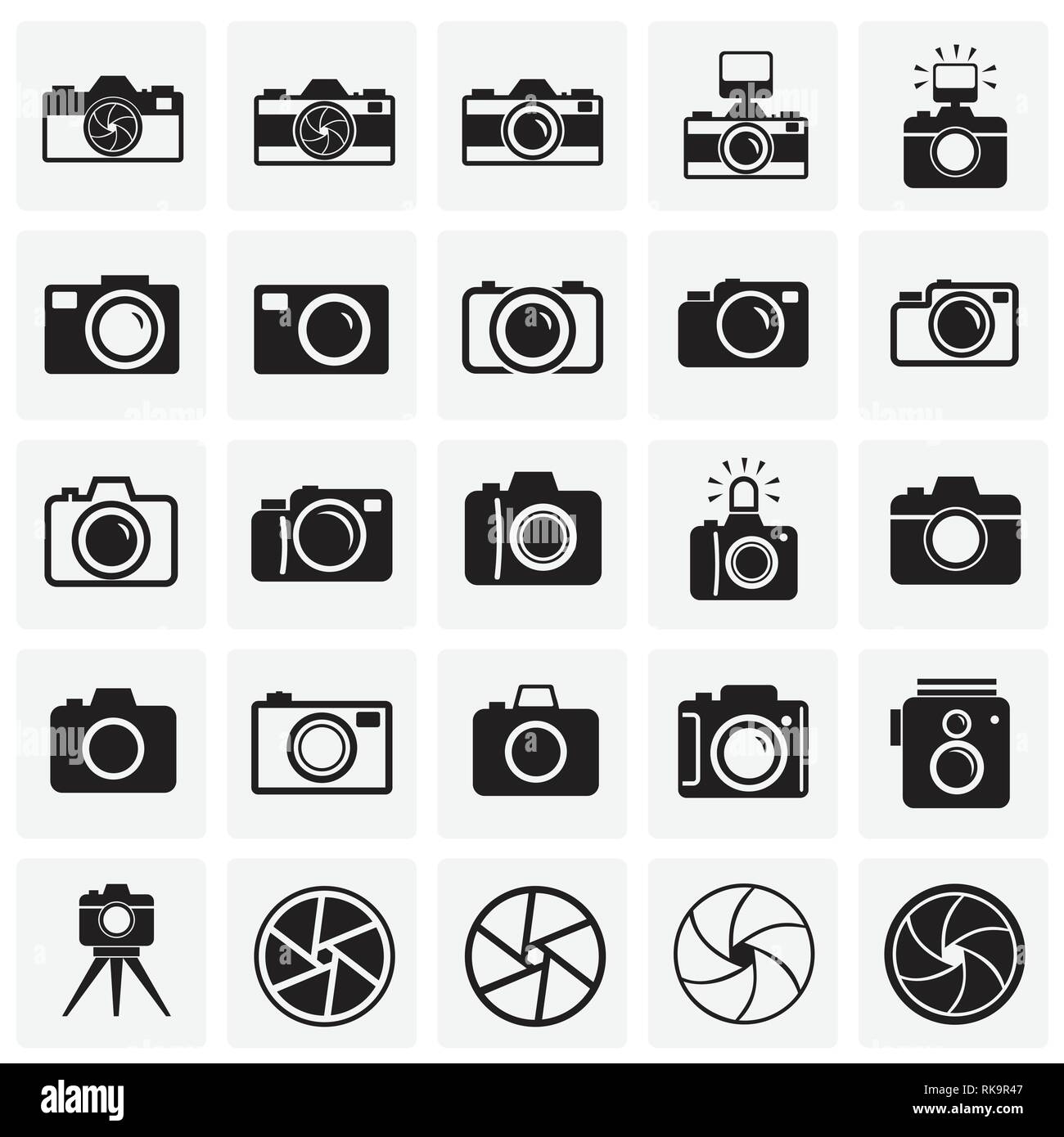 Photo camera icon set on squares background for graphic and web design ...