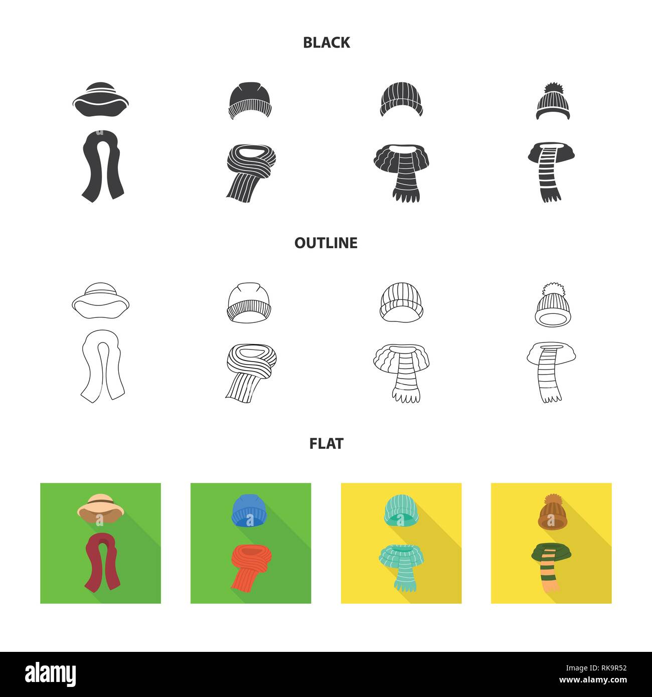 Vector design of clothes and texture symbol. Set of clothes and weather ...