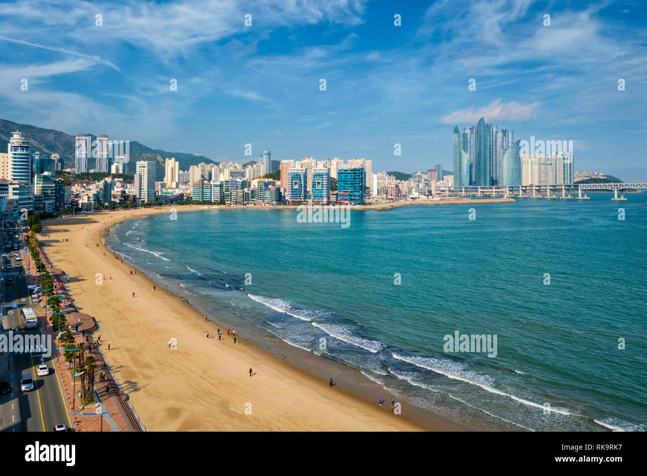 Gwangalli Beach in Busan, South Korea. Aerial view Stock Photo - Alamy
