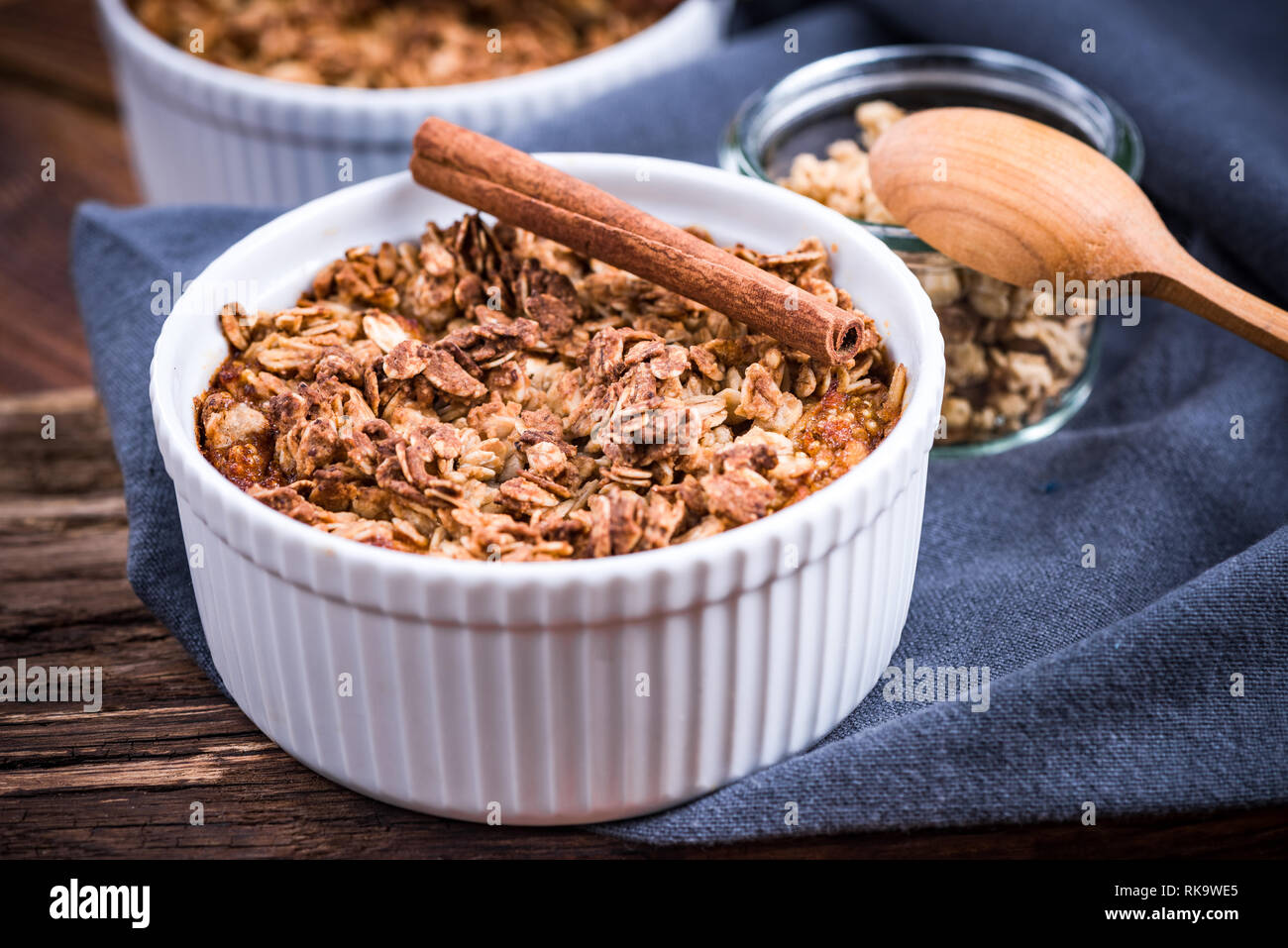 Healthy dessert, baked apple with crunch Stock Photo - Alamy