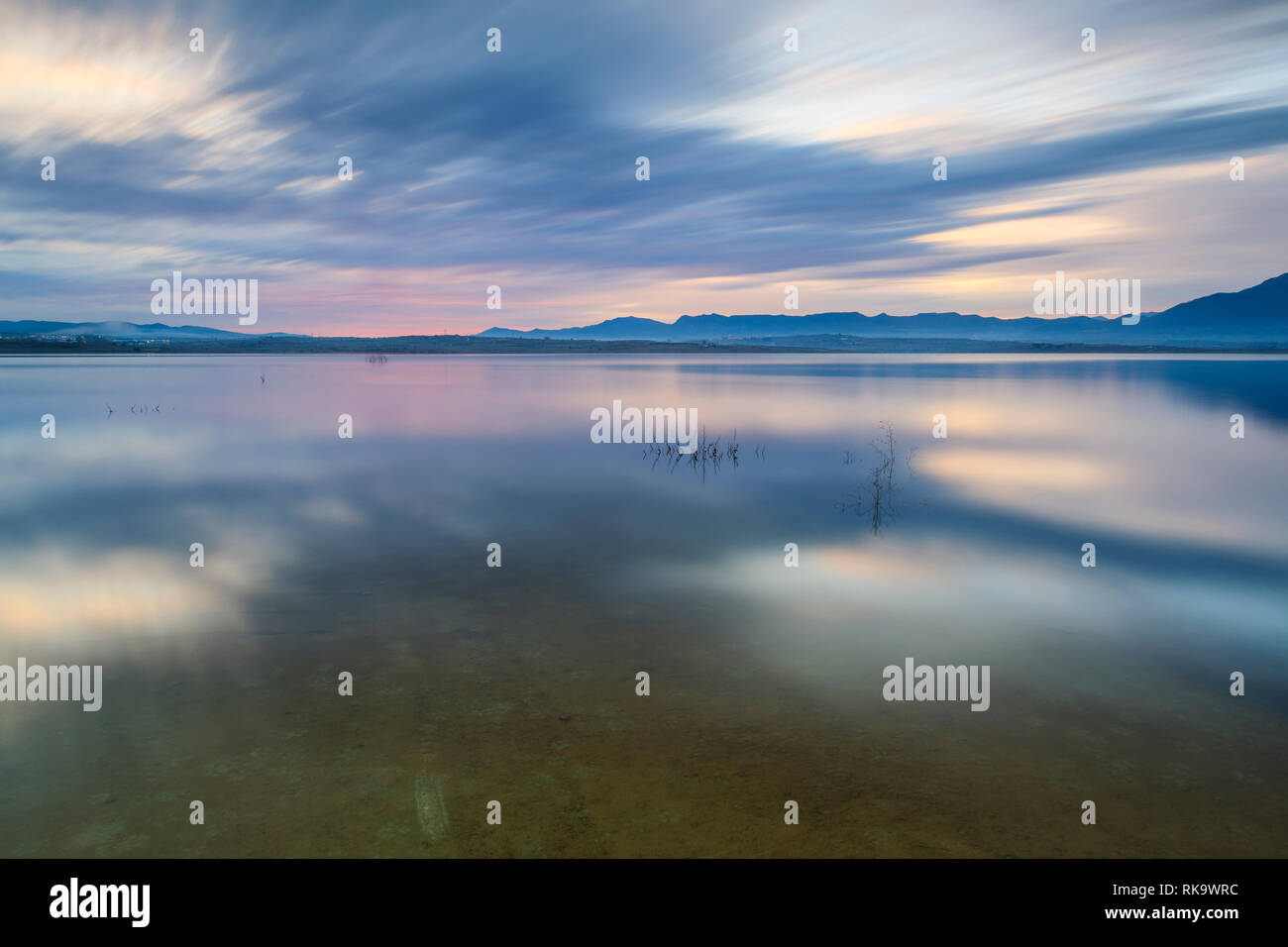 Sunrise at Bellus swamp, Comunidad Valenciana, Spain, Europe Stock ...