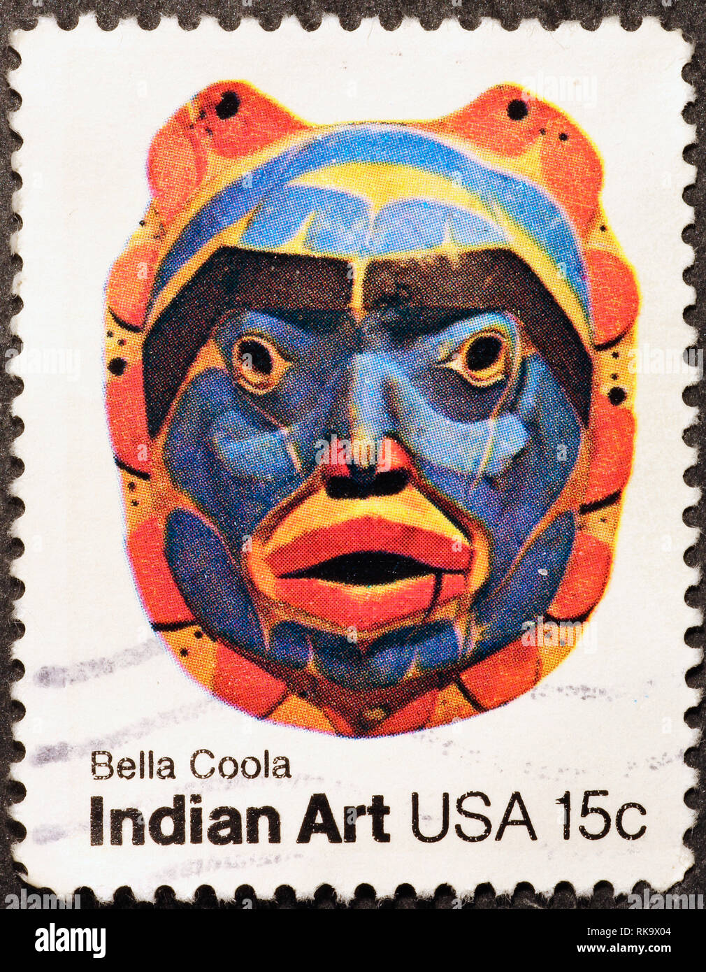 Indian mask on american postage stamp Stock Photo - Alamy