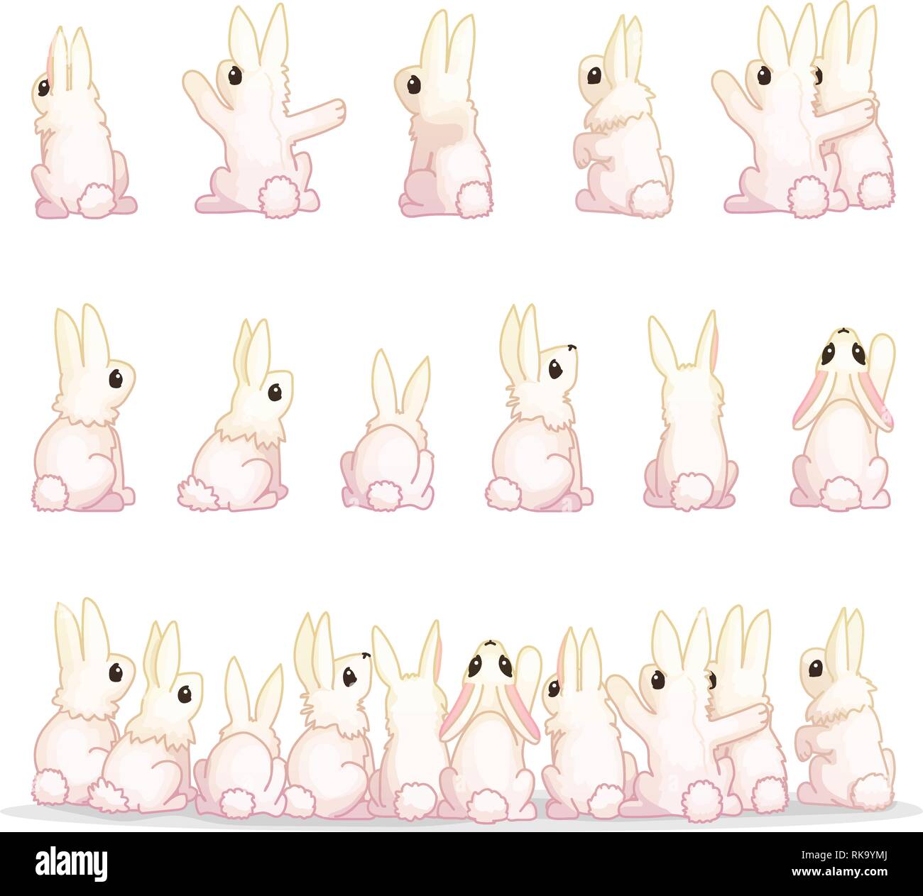 vector cartoon animal clipart: rabbits bunny hare Stock Vector Image ...