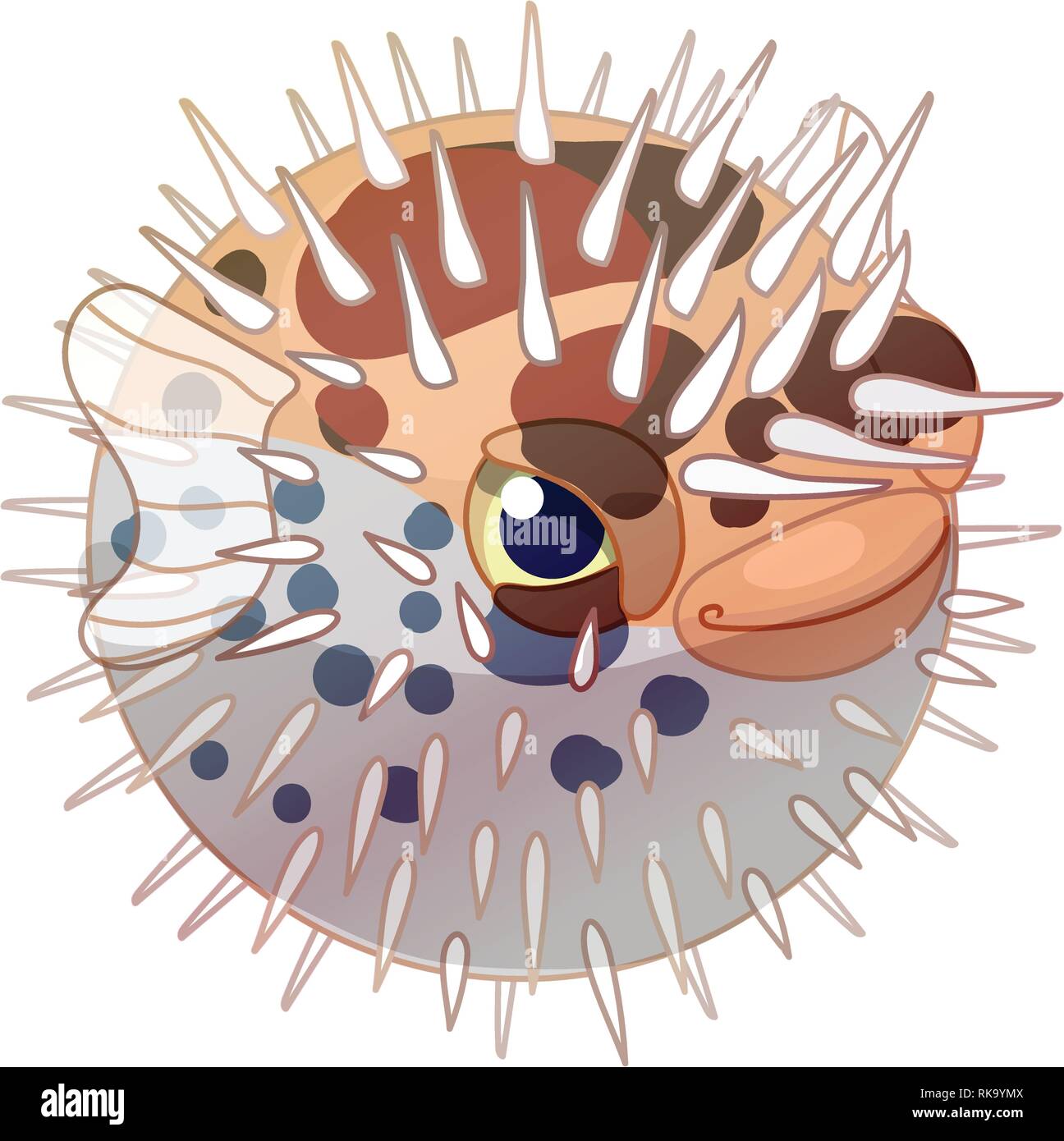 vector cartoon animal clipart: blowfish diodon Stock Vector Image & Art ...
