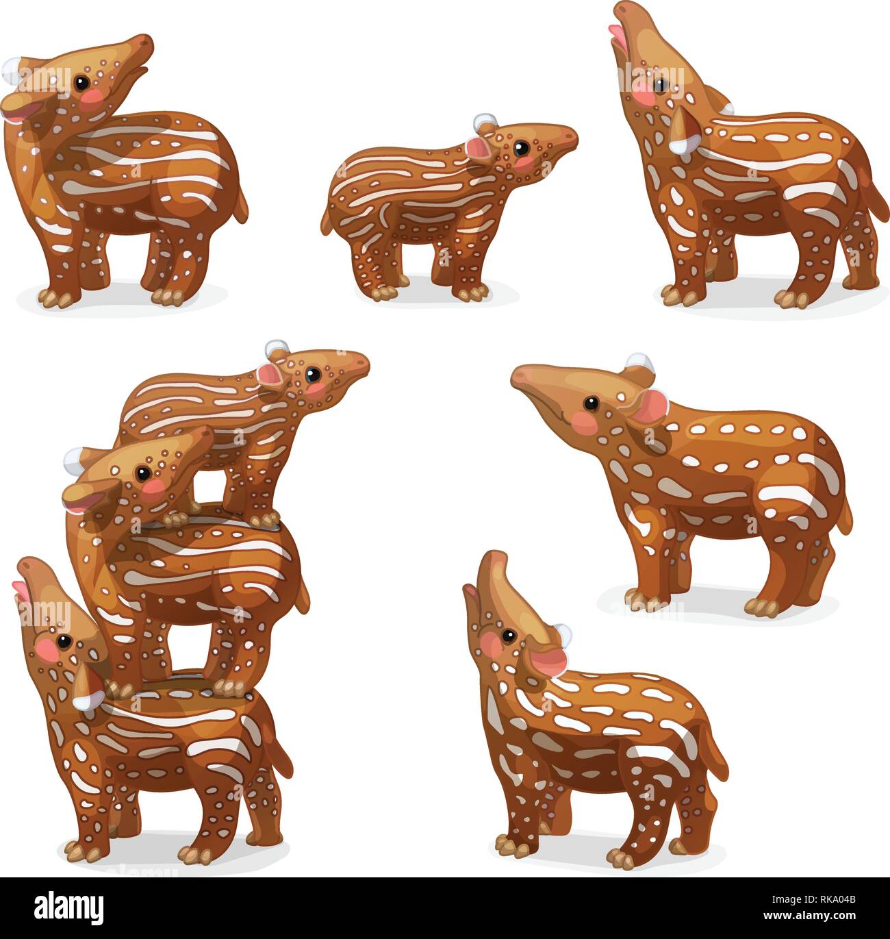vector cartoon animal clipart: little tapirs Stock Vector Image & Art ...
