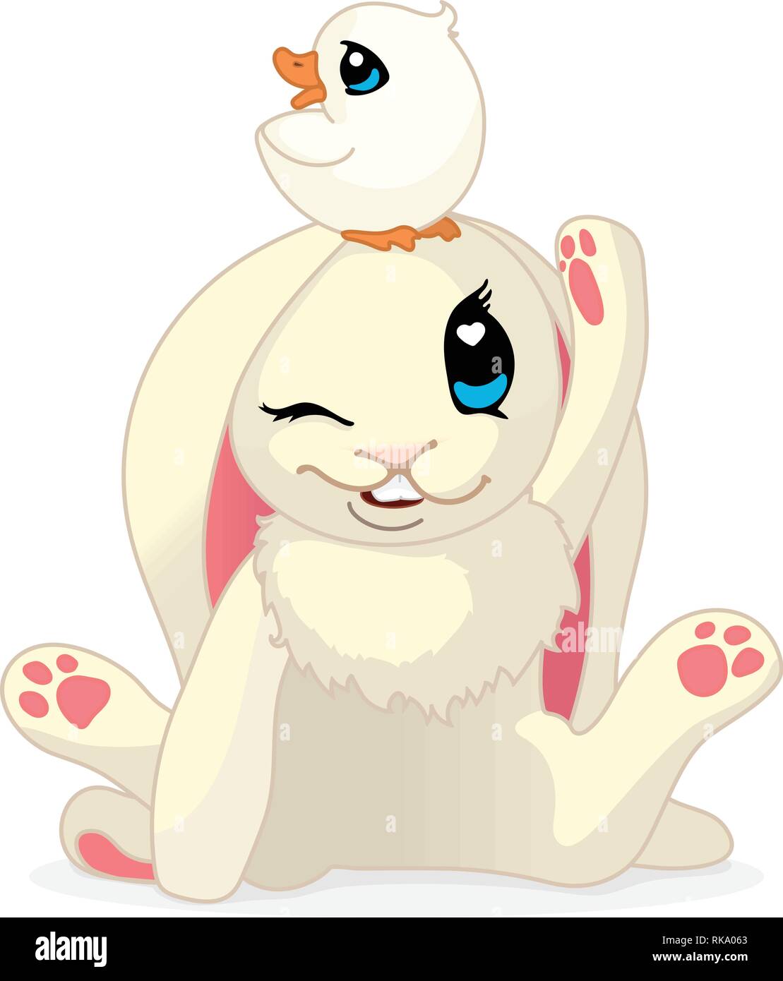 vector cartoon animal clipart: bunny and ducky Stock Vector Image & Art ...