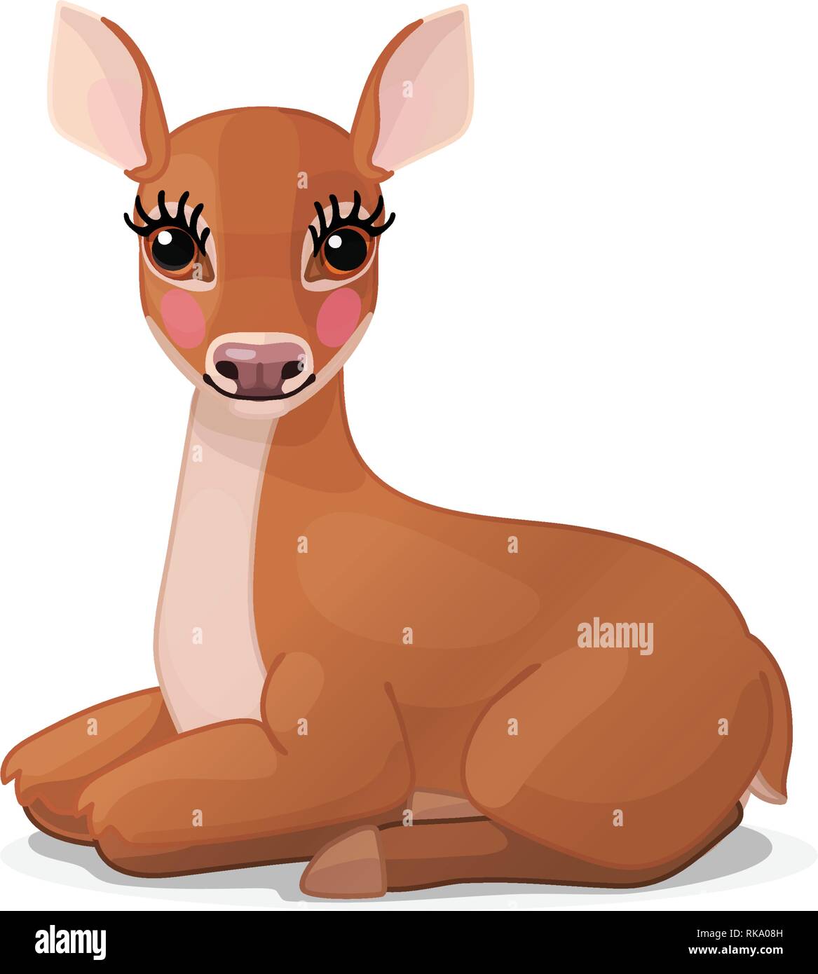 vector cartoon animal clipart: female Red deer Stock Vector Image & Art ...