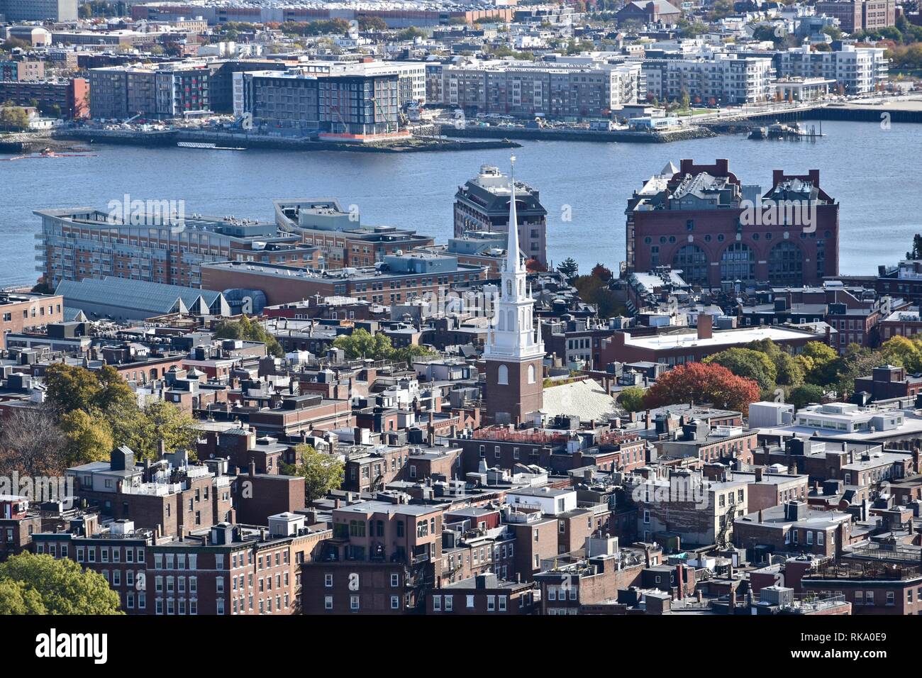 The Boston skyline as seen from a private residential observation deck ...