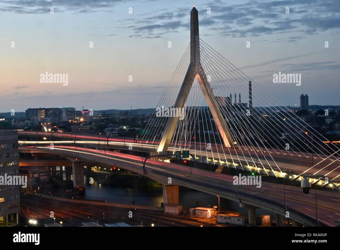Boston's iconic Leonard P. Zakim Bunker Hill Memorial Bridge built ...