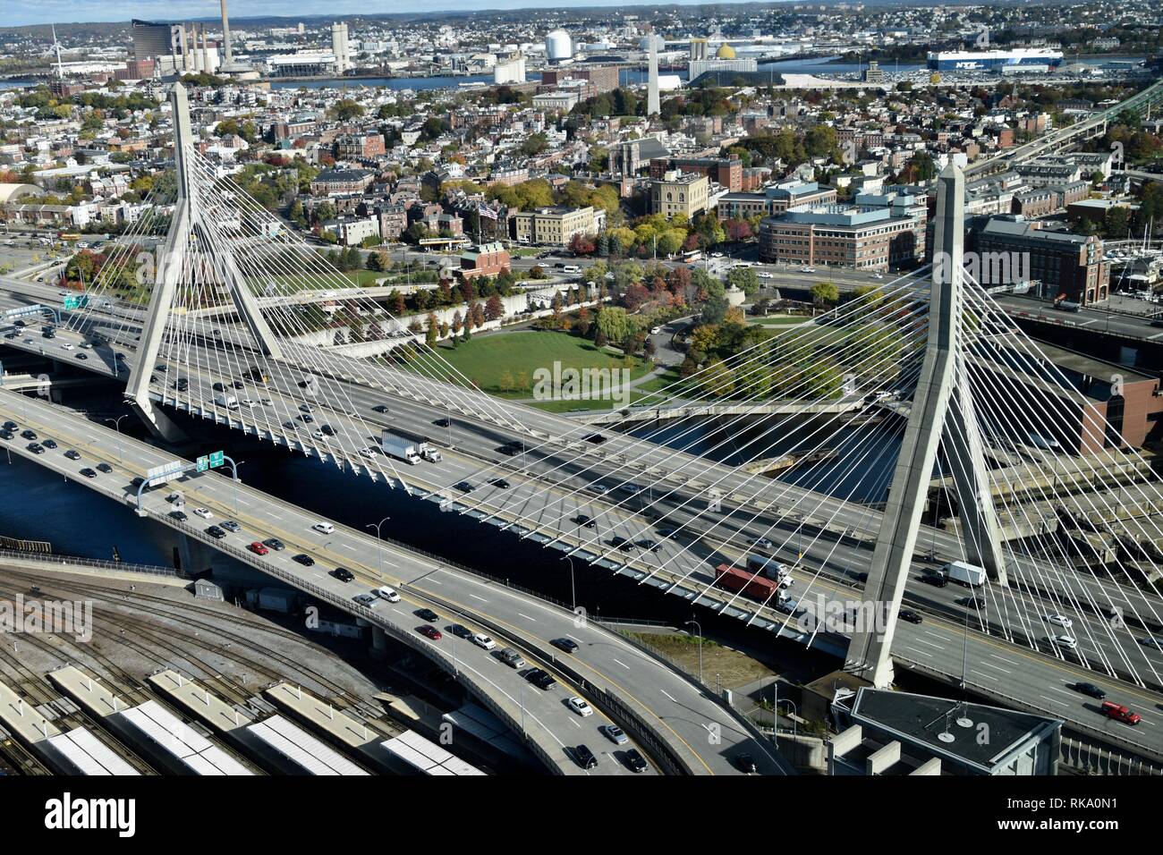 Boston's iconic Leonard P. Zakim Bunker Hill Memorial Bridge built ...
