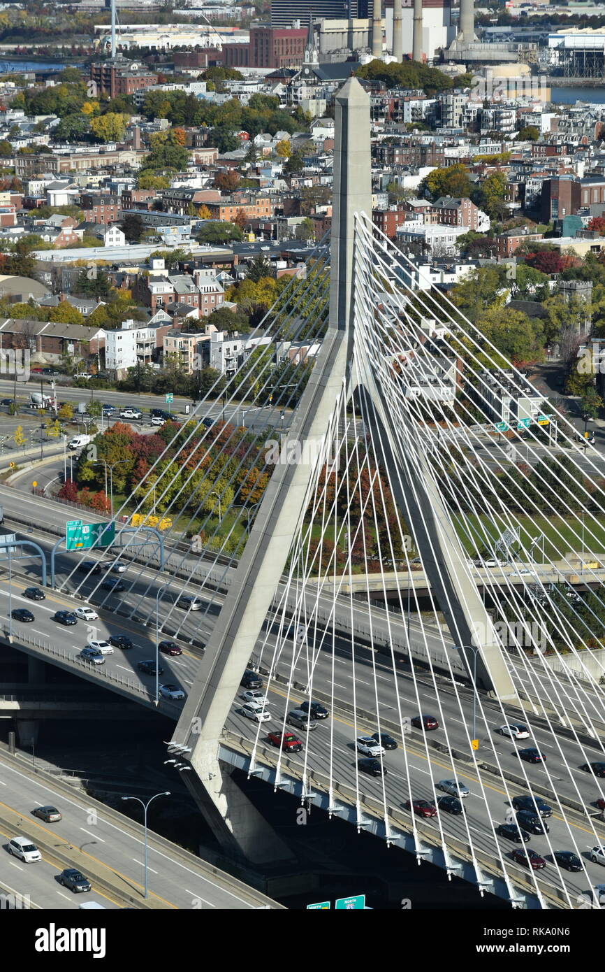 Boston's iconic Leonard P. Zakim Bunker Hill Memorial Bridge built ...