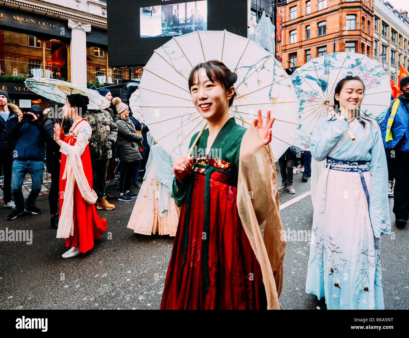 London, UK - Feb 10, 2019: Revelers participate in the Chinese New ...
