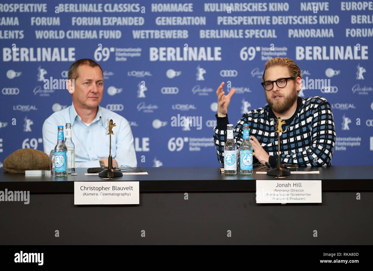 Berlin, Germany. 10th Feb, 2019. 69th Berlinale: Jonah Hill (r ...