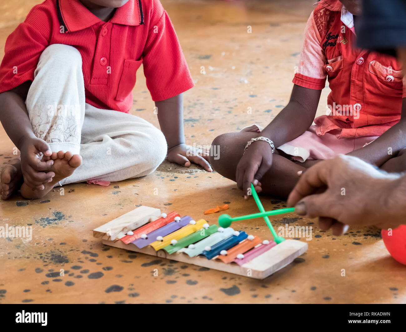 PUDUCHERY, INDIA - DECEMBER Circa, 2018. Interior of poor kids playing ...