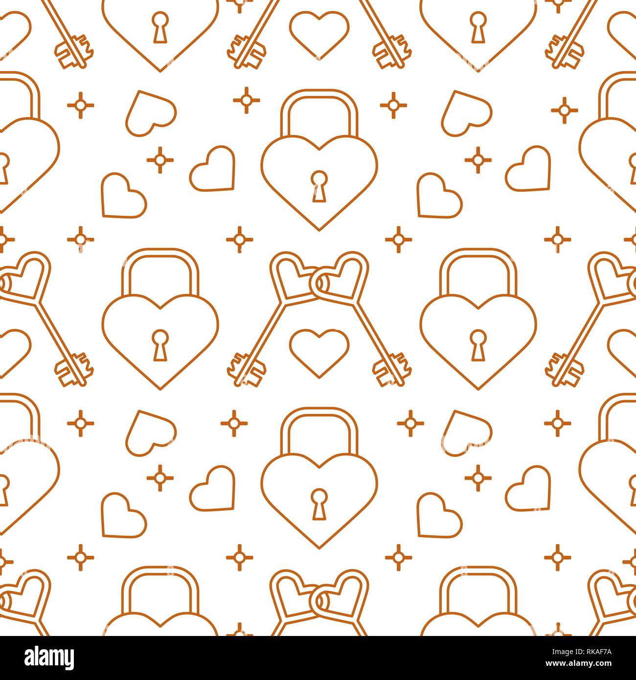 Seamless pattern with hearts, lock, keys in heart shape. Greeting card ...