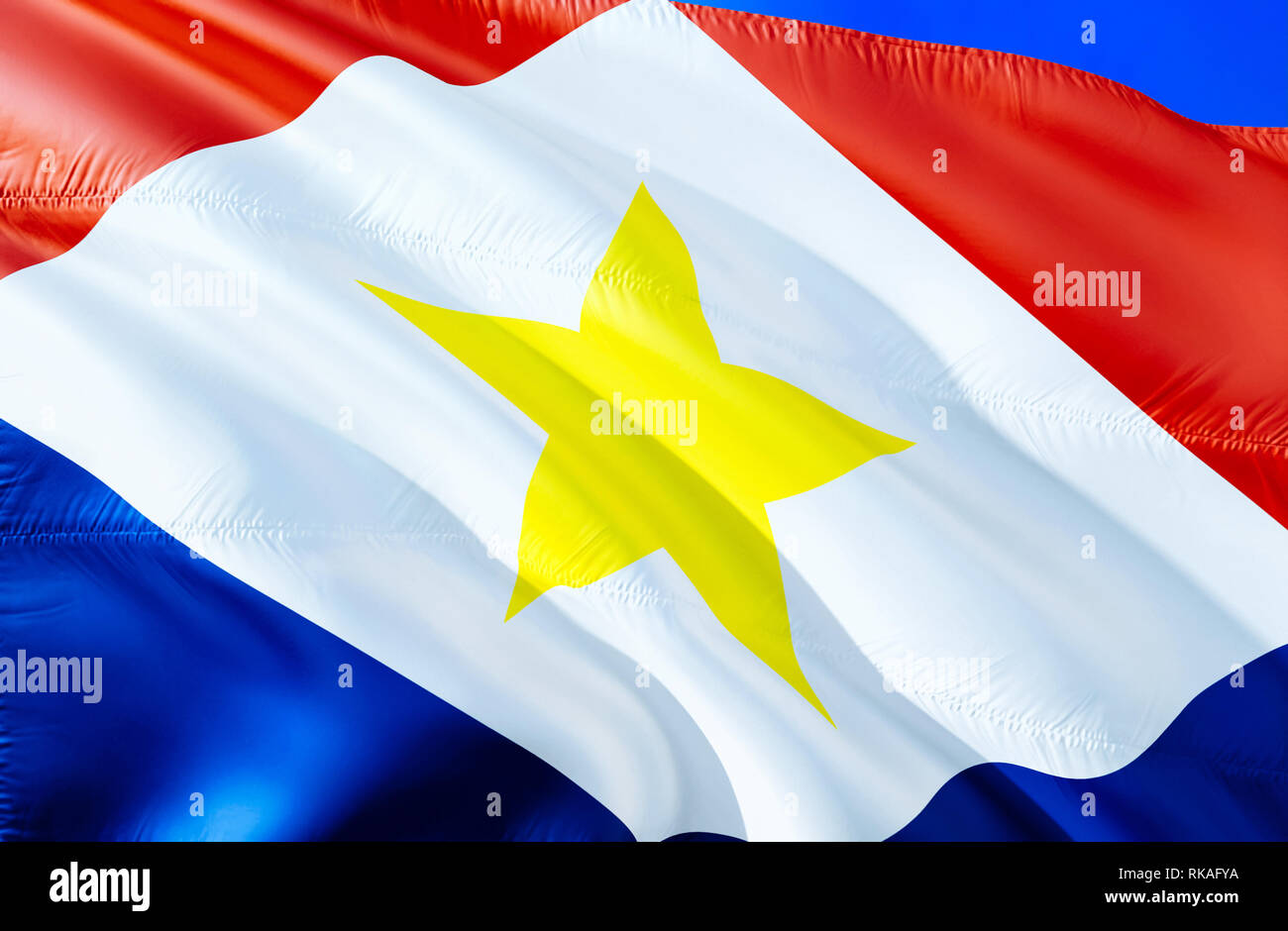 Saba island flag. 3D Waving flag design. The national symbol of Saba ...