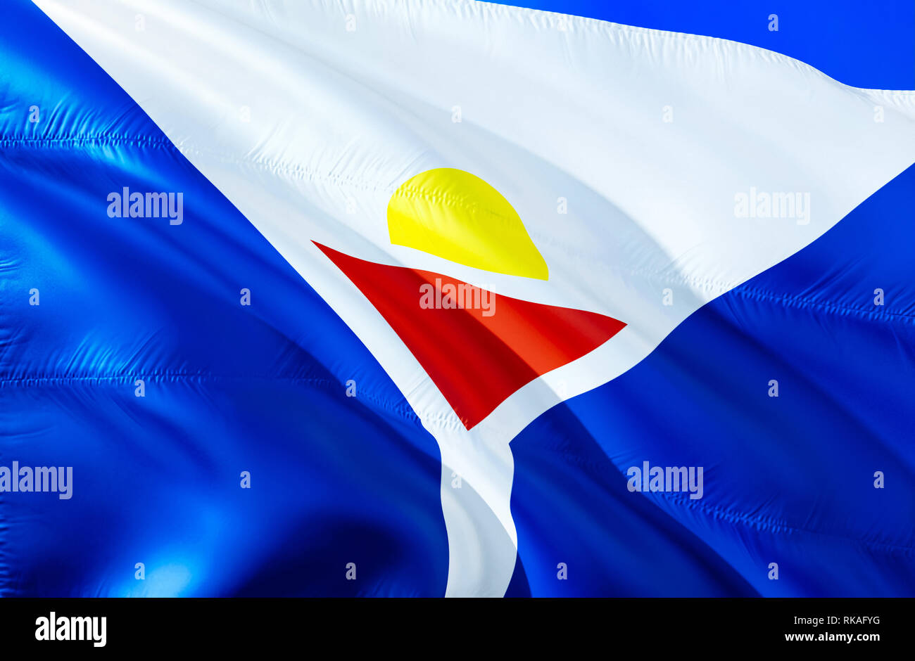 Saint Martin flag. 3D Waving flag design. The national symbol of Saint ...