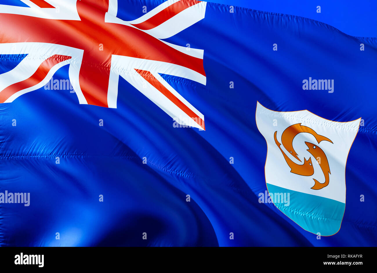 Anguilla flag. 3D Waving flag design. The national symbol of Anguilla ...