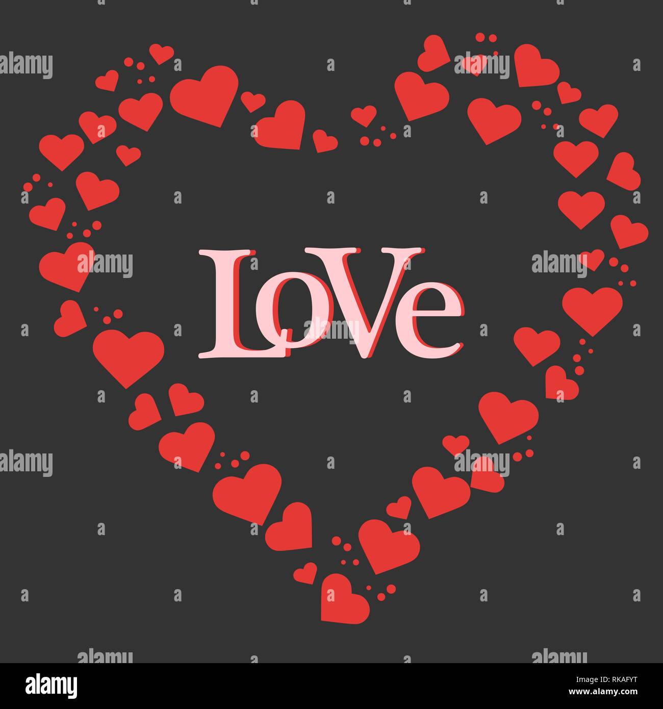 Vector illustration with heart composed of many hearts. Inscription ...