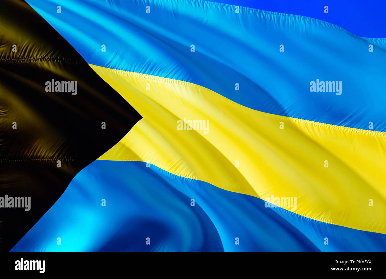 Bahamas flag. 3D Waving flag design. The national symbol of Bahamas, 3D ...