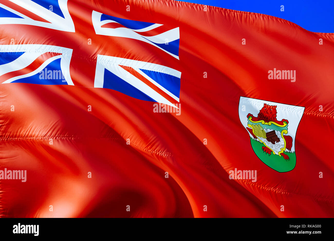Bermuda flag. 3D Waving flag design. The national symbol of Bermuda, 3D ...