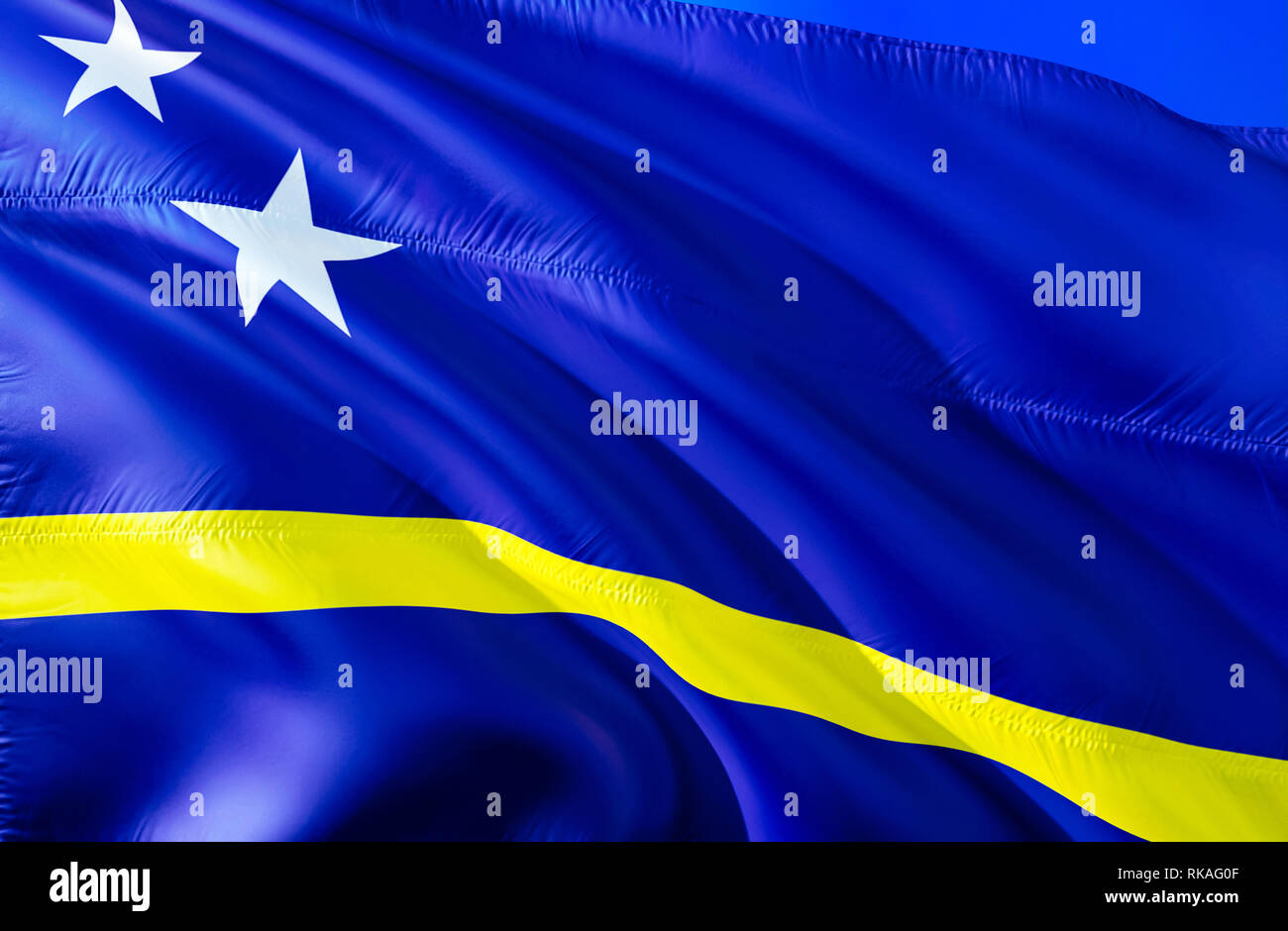 Curacao flag. 3D Waving flag design. The national symbol of Curacao, 3D ...