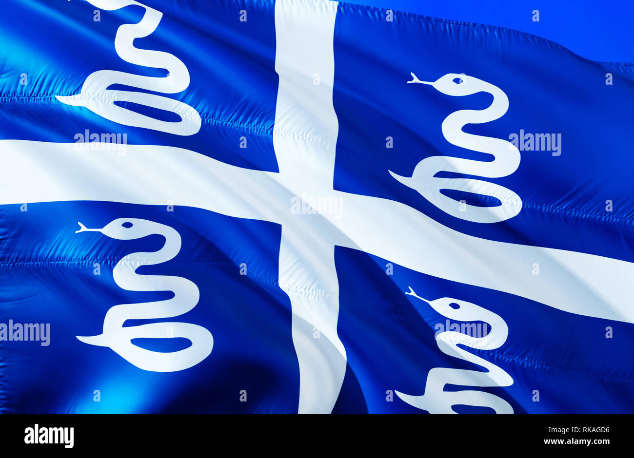 Martinique flag. 3D Waving flag design. The national symbol of ...
