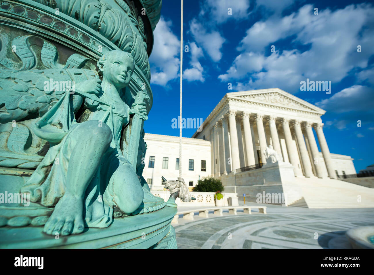 Bright sunny view of the facade of the Supreme Court of the United ...