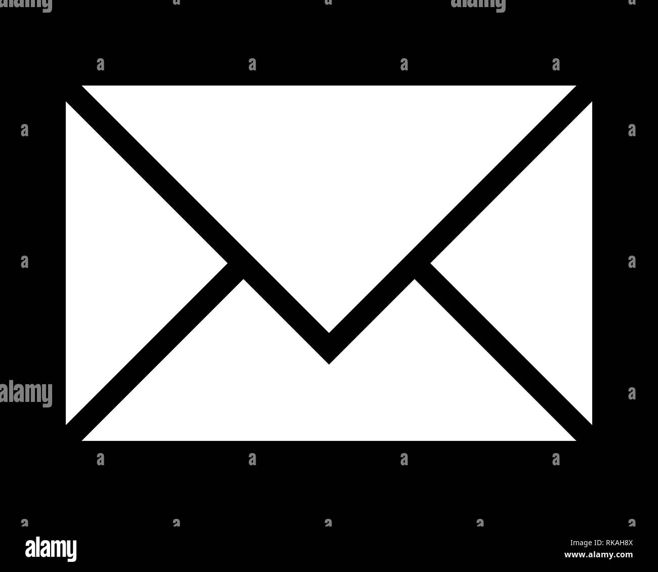Mail symbol icon - white simple, isolated - vector illustration Stock ...