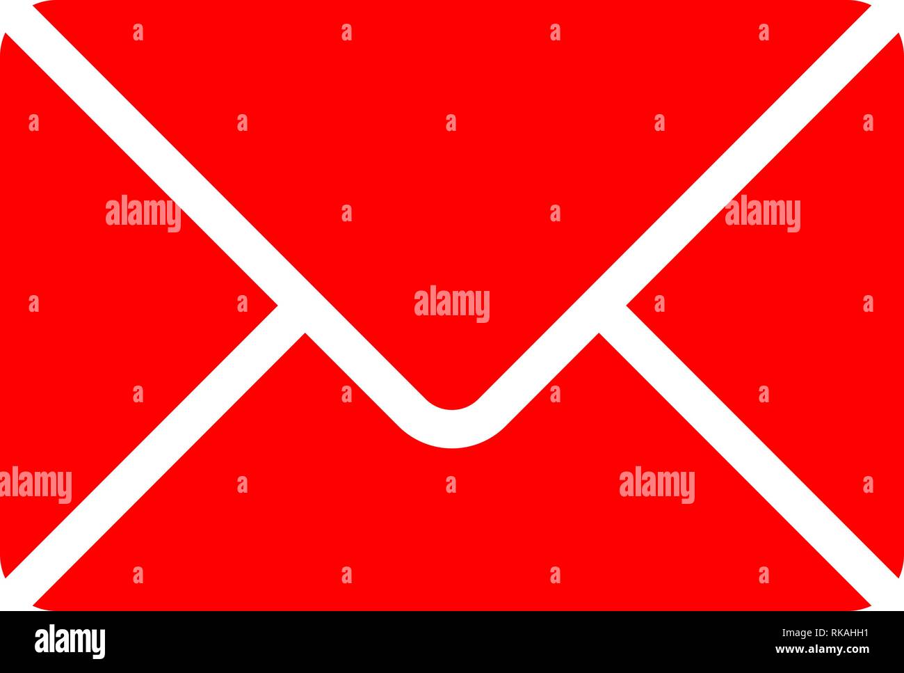 Mail symbol icon - red simple with rounded corners, isolated - vector ...