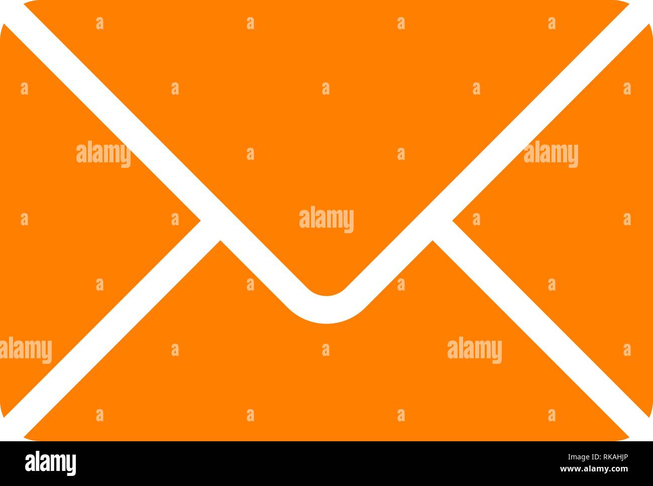 Mail symbol icon - orange simple with rounded corners, isolated ...