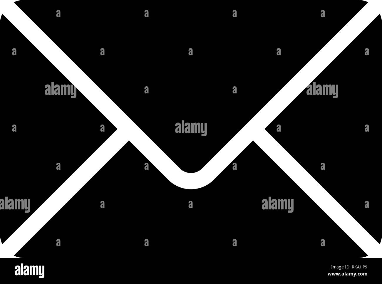 Mail symbol icon - black simple with rounded corners, isolated - vector ...