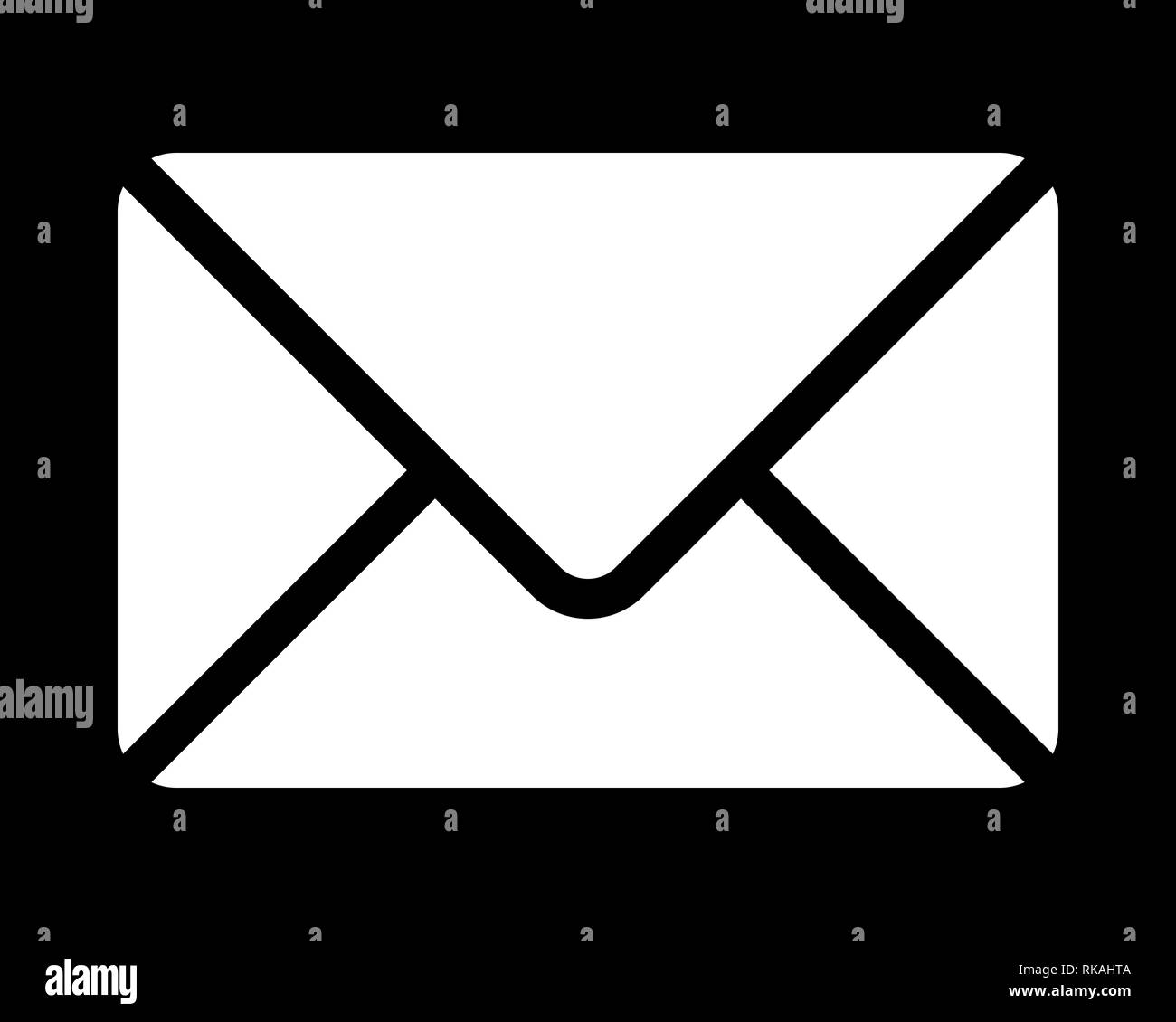 Mail symbol icon - white simple with rounded corners, isolated - vector ...