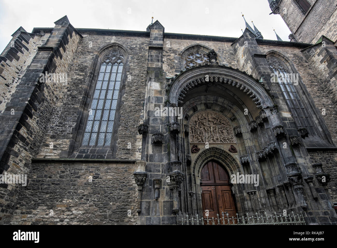 Czech Republic. Church of Our Lady Before Tyn entrance located on Old ...