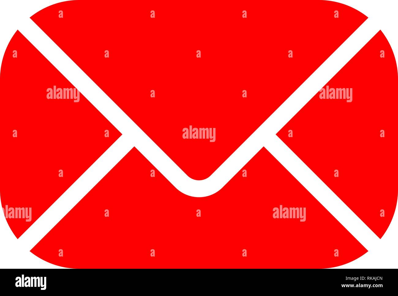 Mail symbol icon - red simple with rounded corners, isolated - vector ...