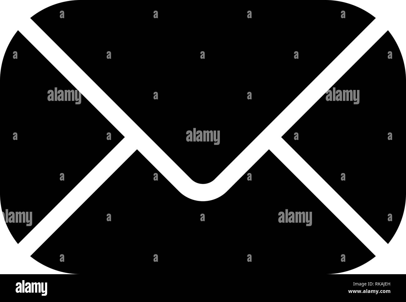 Mail symbol icon - black simple with rounded corners, isolated - vector ...