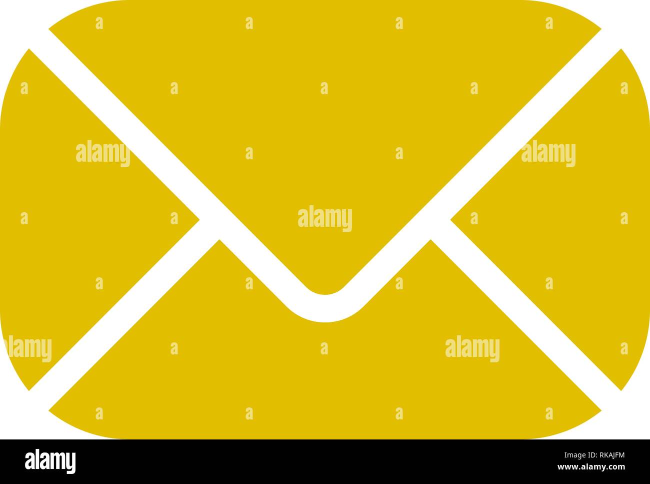 Mail symbol icon - golden simple with rounded corners, isolated ...