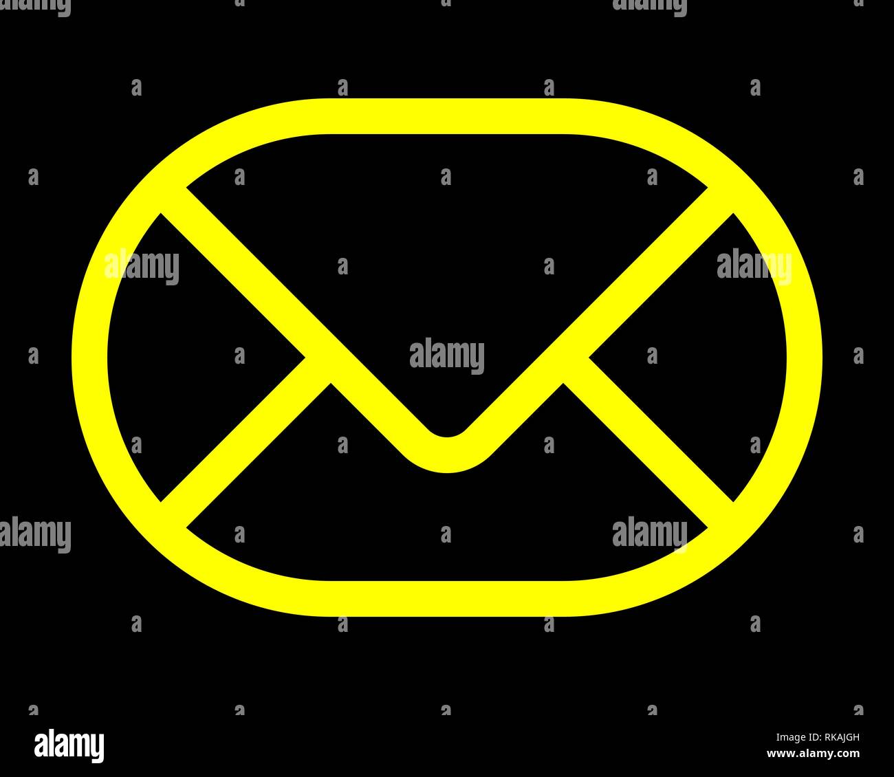 Mail symbol icon - yellow simple outline rounded, isolated - vector ...