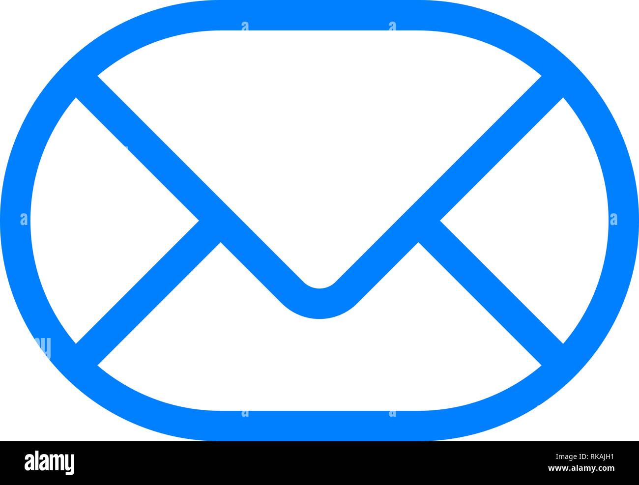 Mail symbol icon - blue simple outline rounded, isolated - vector ...