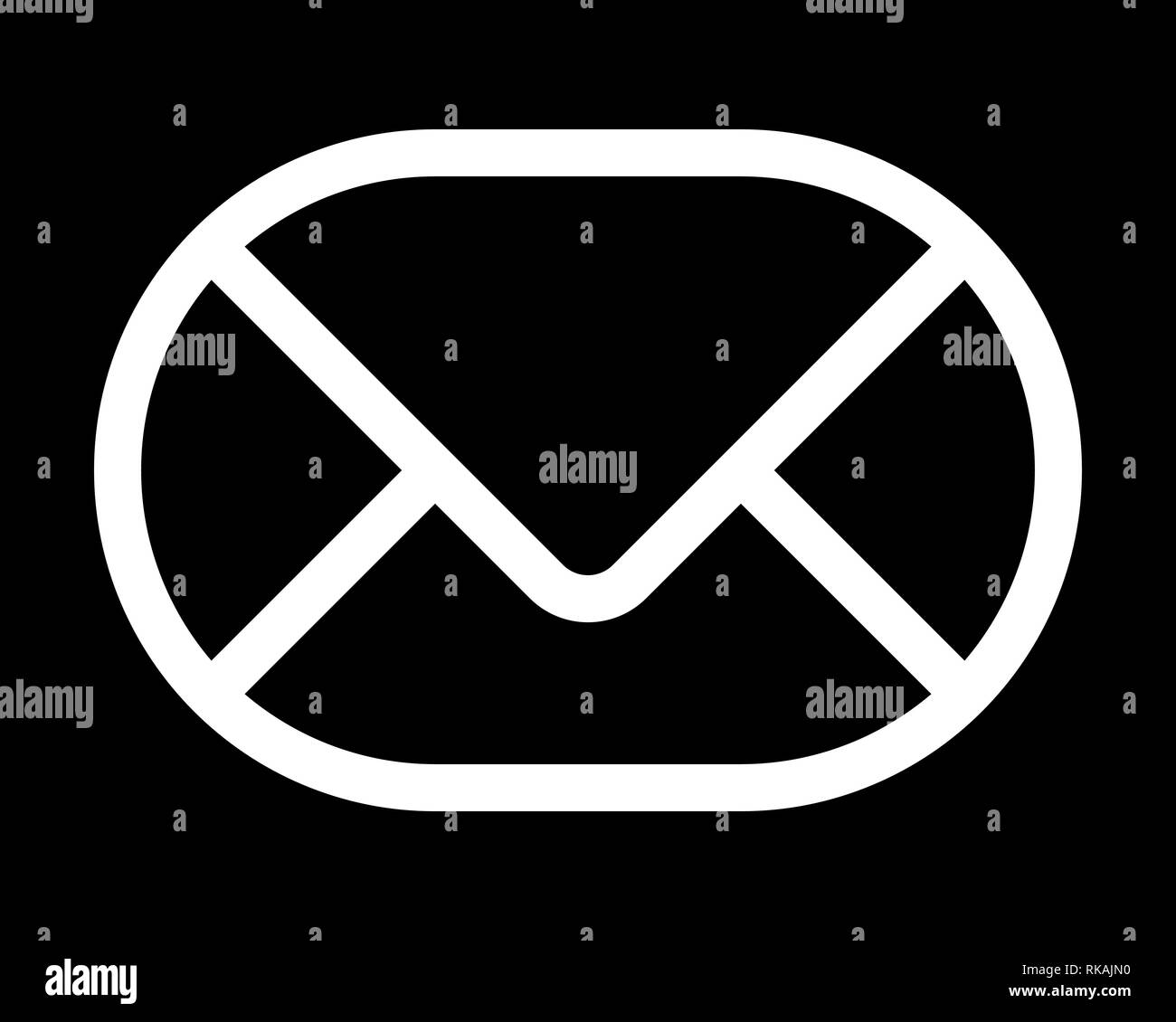 Mail symbol icon - white simple outline rounded, isolated - vector ...