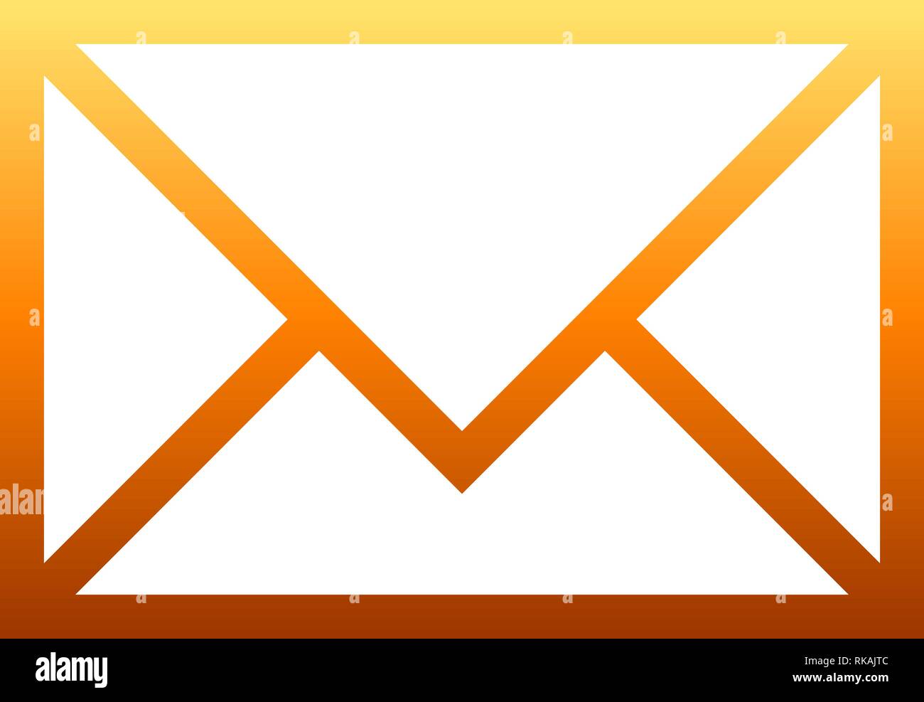 Mail symbol icon - orange gradient outline, isolated - vector ...
