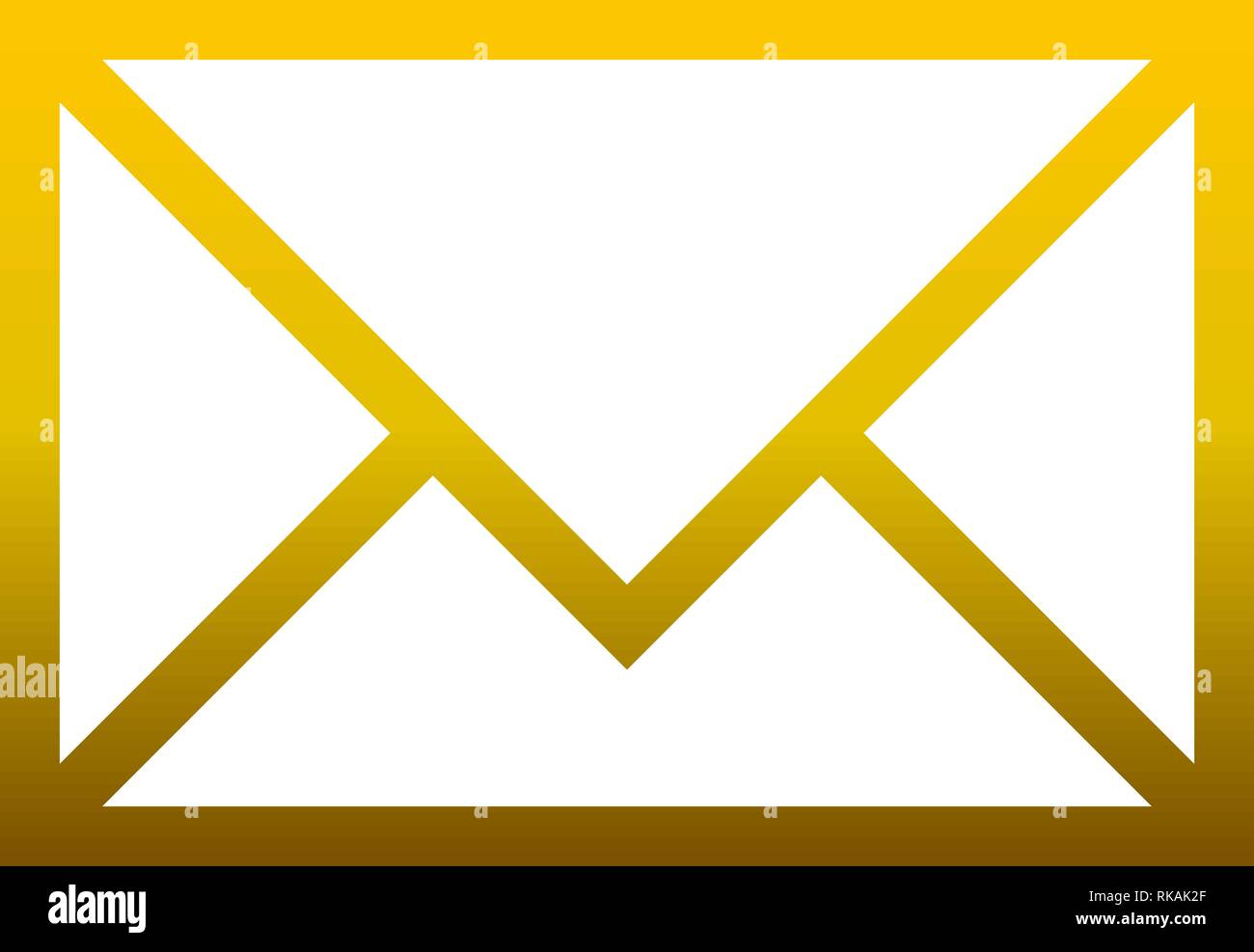 Mail symbol icon - golden gradient outline, isolated - vector ...