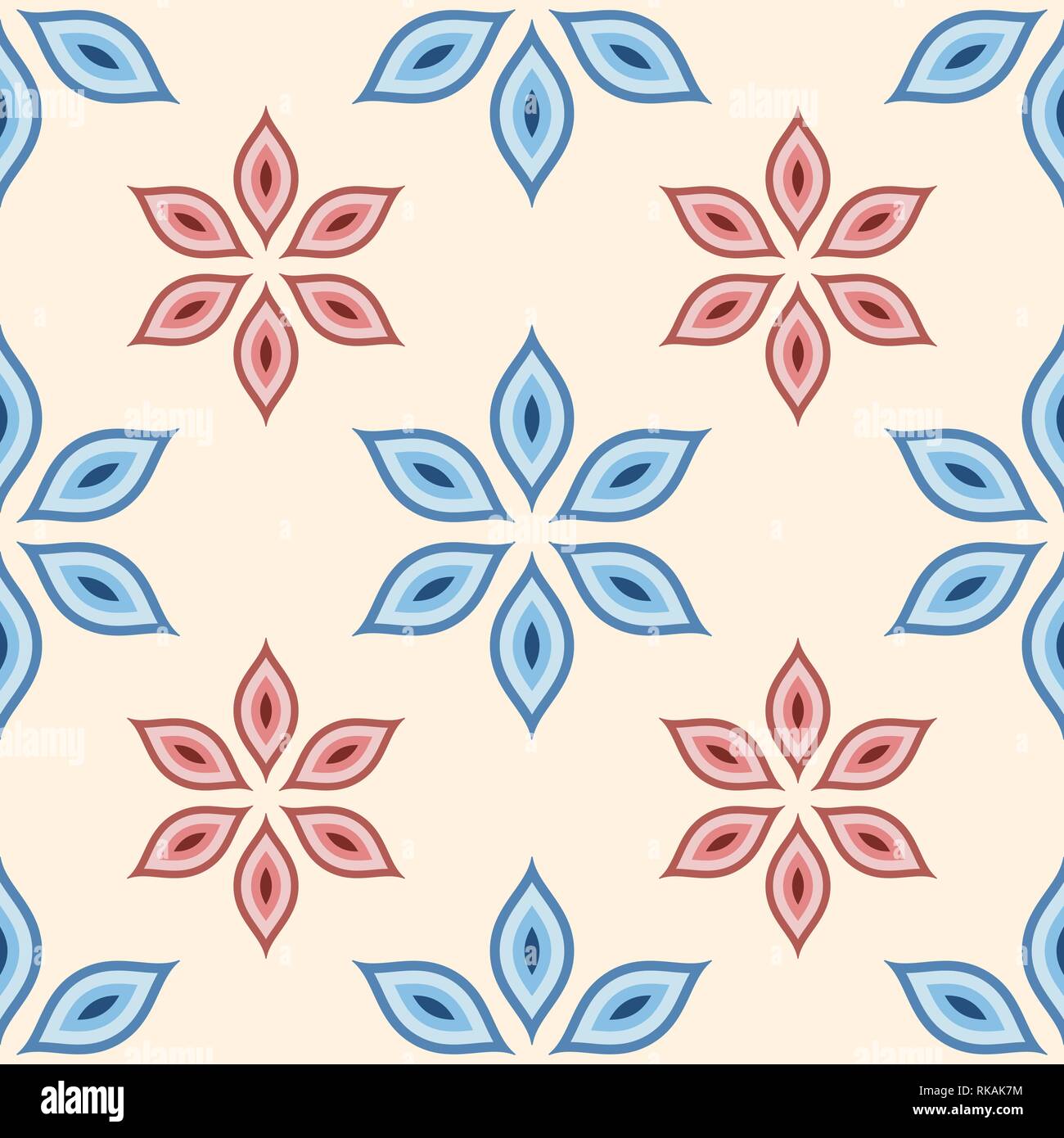 Abstract seamless pattern of flowers. Geometric floral ornament. Vector ...