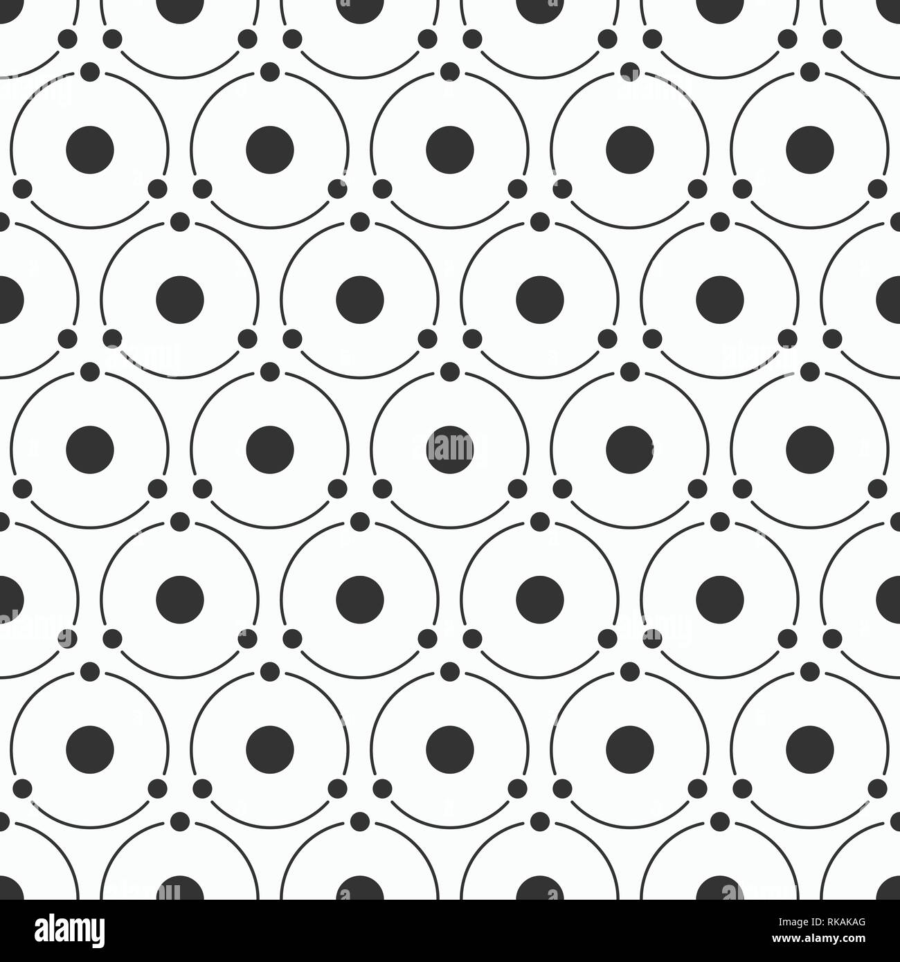 Abstract simple pattern of circles, separated by dots on three equal ...