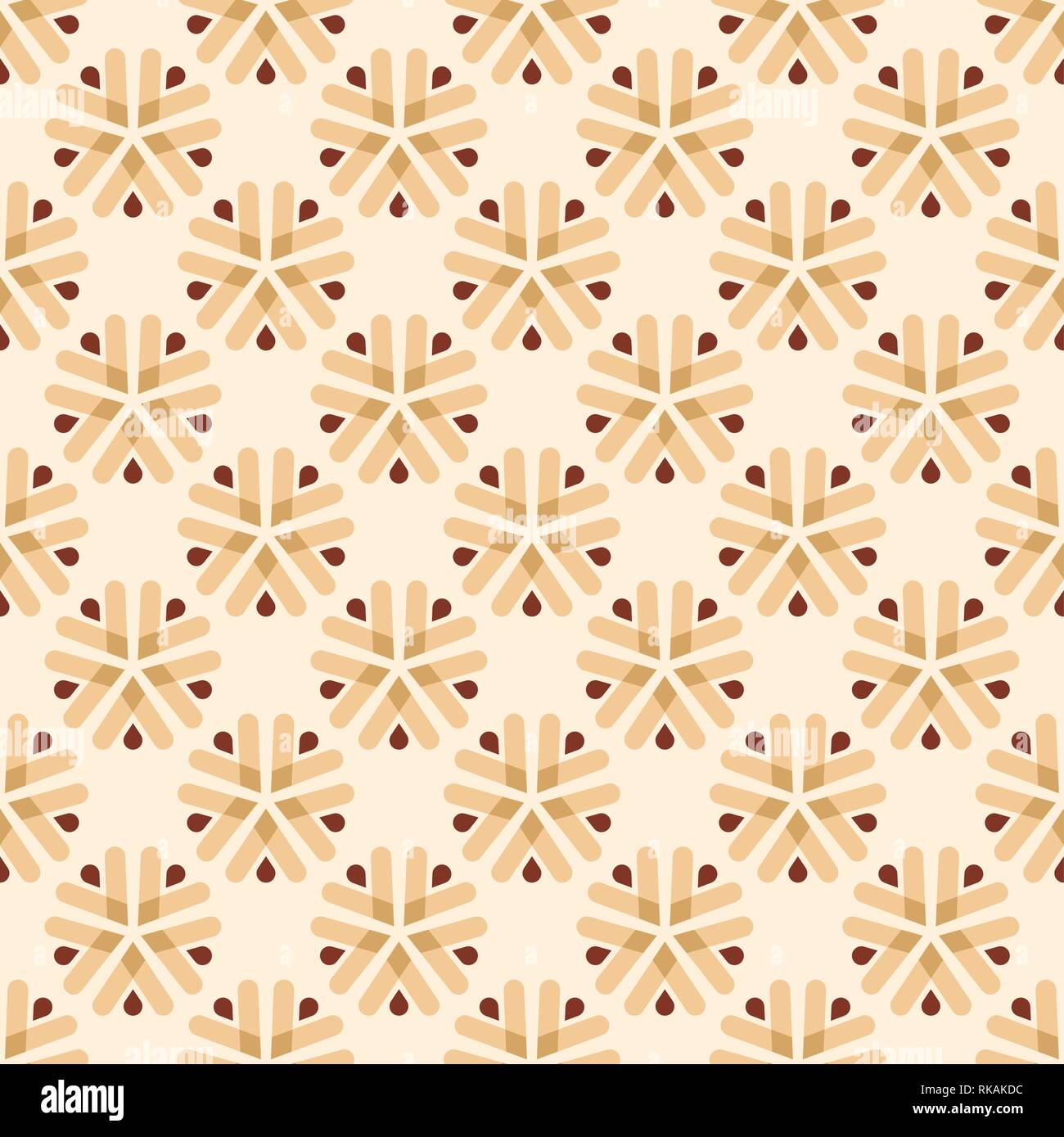Abstract seamless pattern. Symmetric geometric shapes. Beige & brown ...
