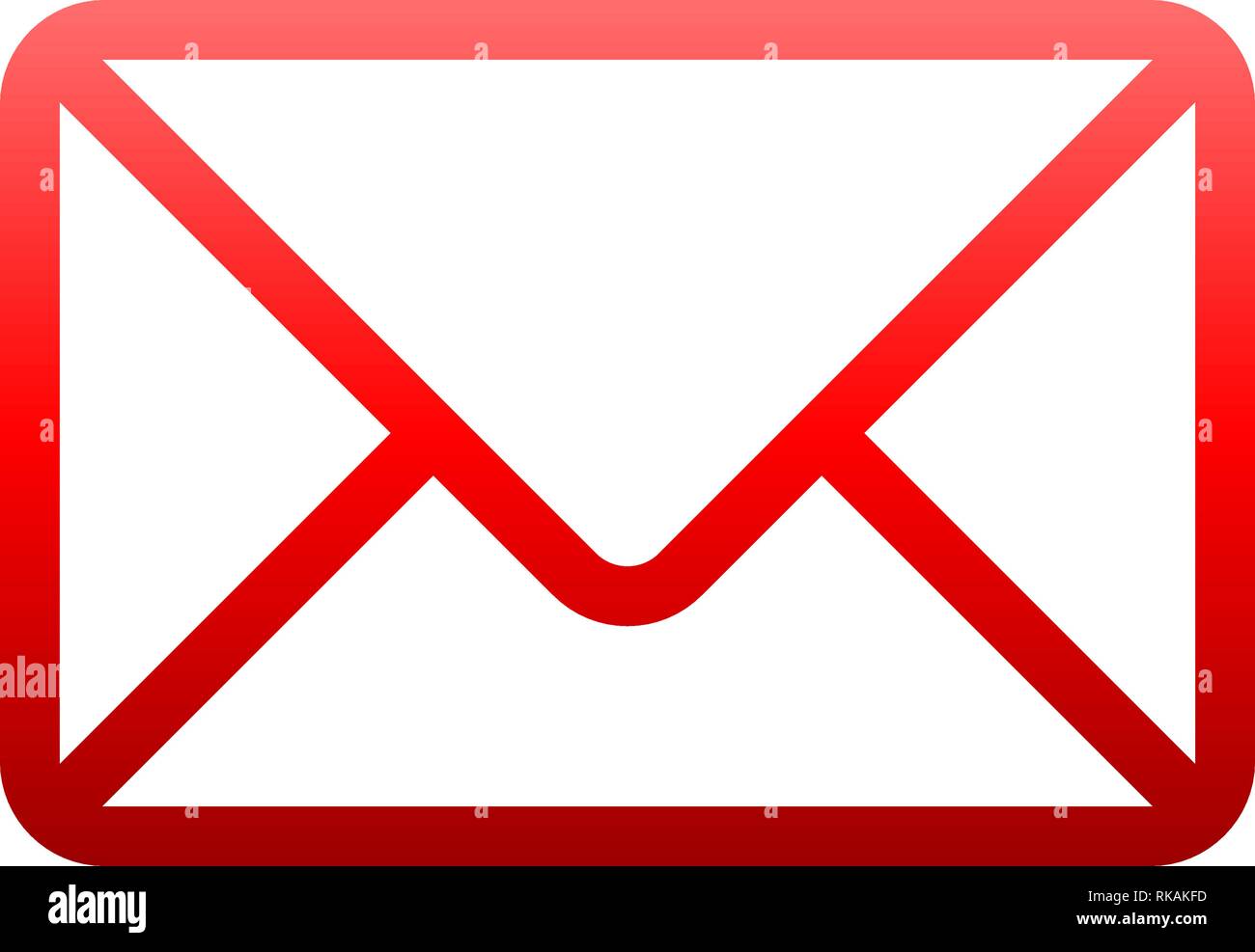 Mail symbol icon - red gradient outline with rounded corners, isolated ...